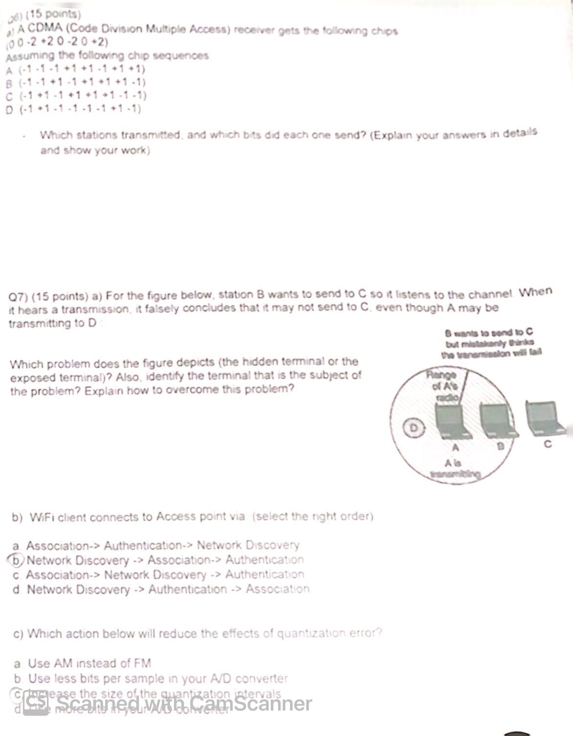 Solved 6) (15 points) i) A CDMA (Code Division Multiple | Chegg.com