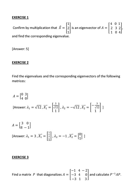 Solved EXERCISE 1 1 [4 0 1] 2 3 2 1 0 4 Confirm by | Chegg.com