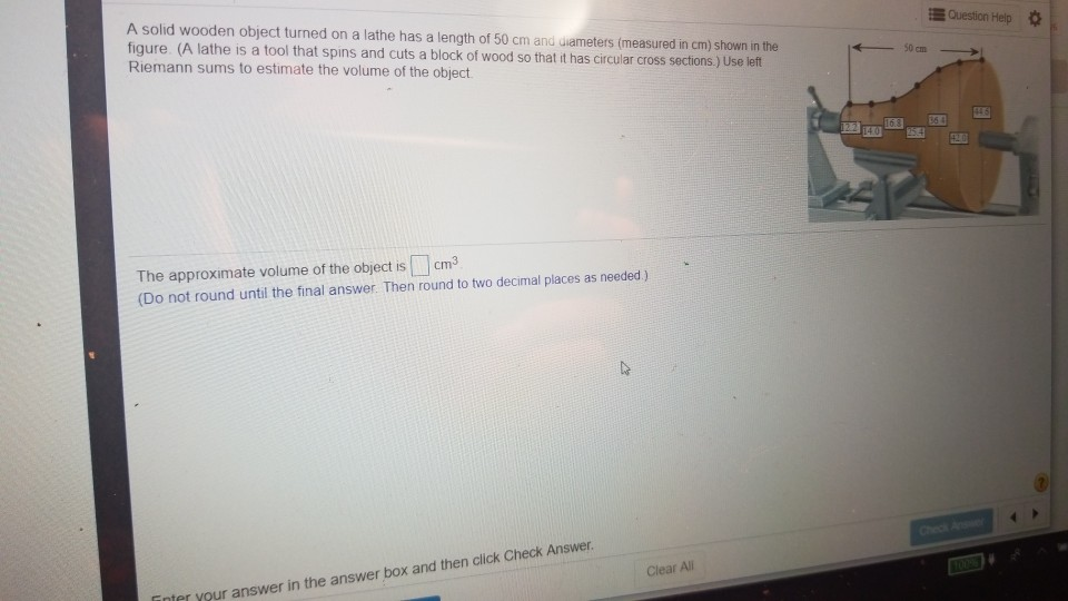 Solved Question Help 50 cm A solid wooden object turned on a | Chegg.com