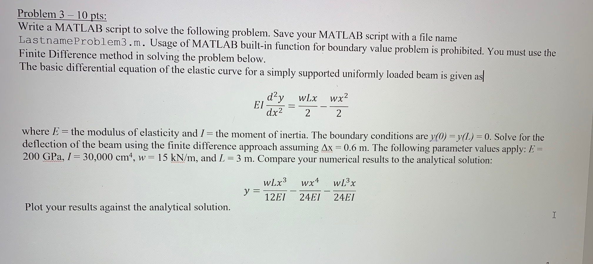 How do I solve this with the Finite Difference method | Chegg.com