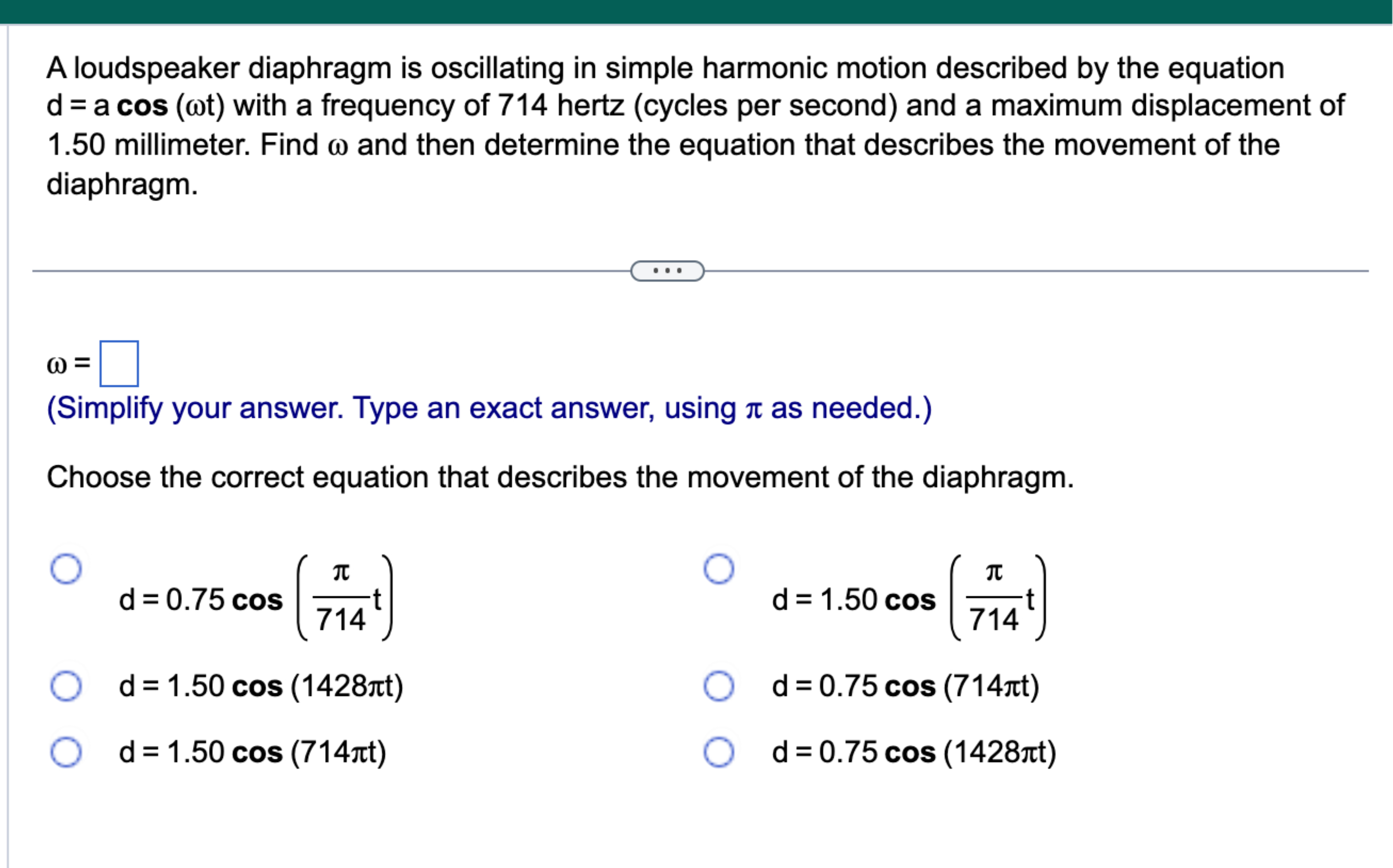 Solved A loudspeaker diaphragm is oscillating in simple | Chegg.com