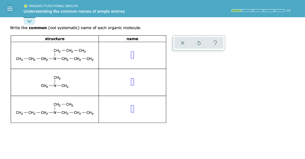 Solved Understanding the common names of simple amines: | Chegg.com