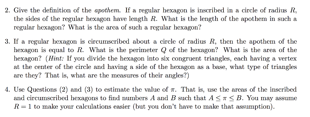 Solved 2. Give the definition of the apothem. If a regular | Chegg.com