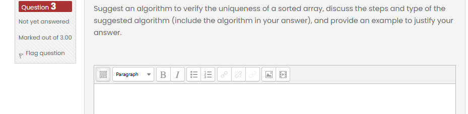 Solved Suggest an algorithm to verify the uniqueness of a | Chegg.com