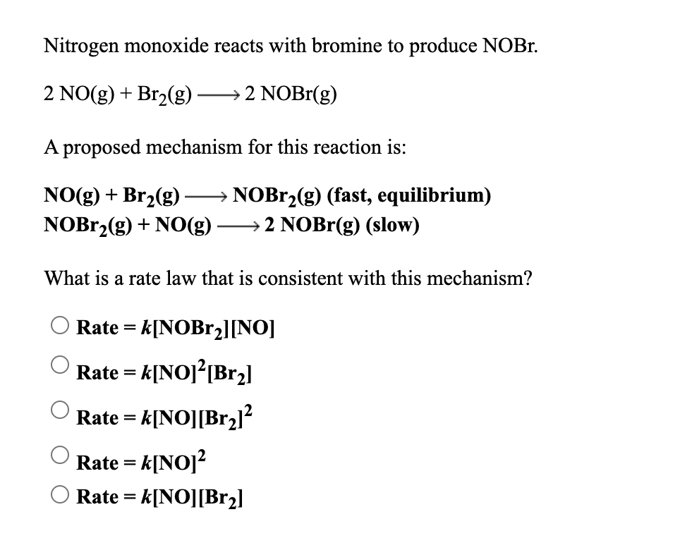 Solved Nitrogen monoxide reacts with bromine to produce | Chegg.com