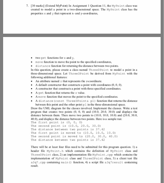 Solved 7. [30 marks (Extend MyPoint) In Assignment 1 | Chegg.com