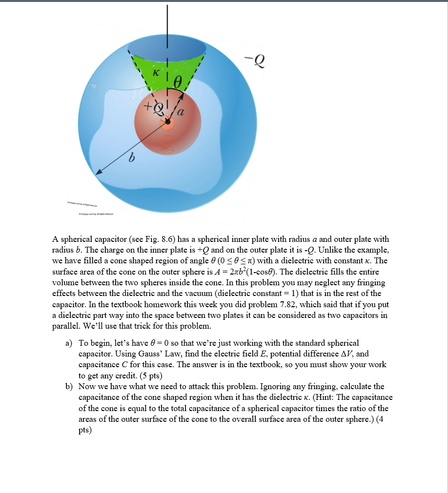 Solved A spherical capacitor (see Fig. 8.6) has a spherical | Chegg.com