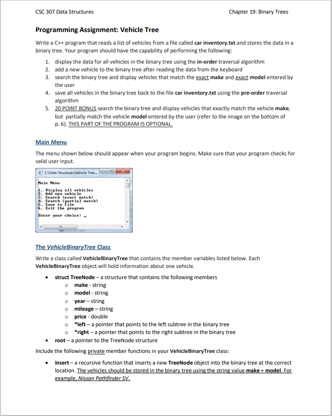 Solved Programming Assignment: Vehicle Tree Write a C++ | Chegg.com