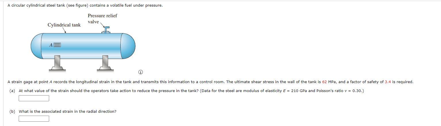 Solved A circular cylindrical steel tank (see figure) | Chegg.com