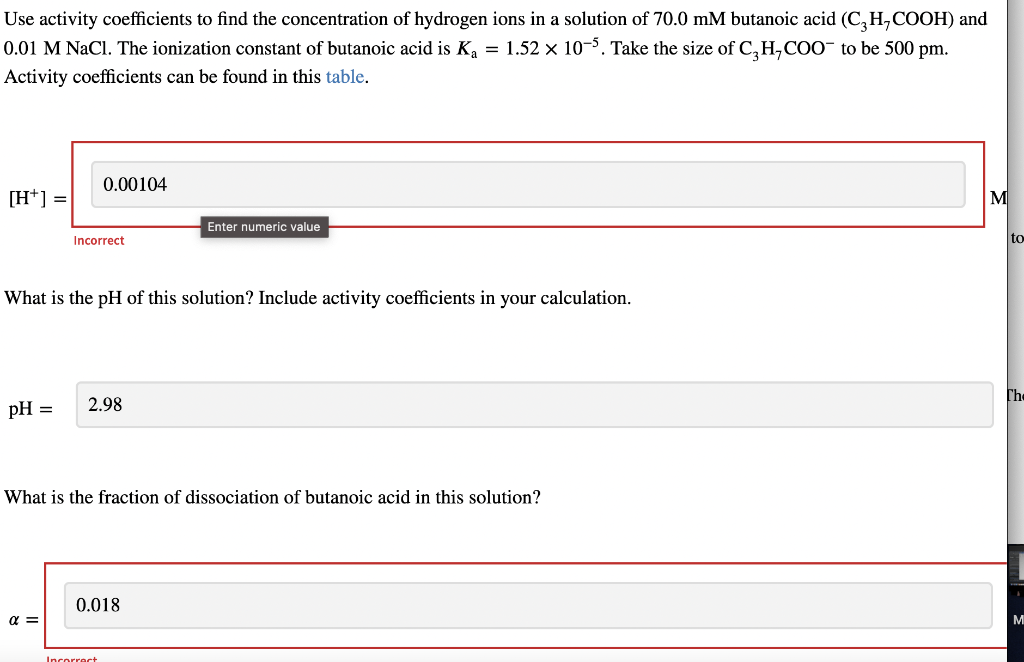 Solved Use activity coefficients to find the concentration | Chegg.com