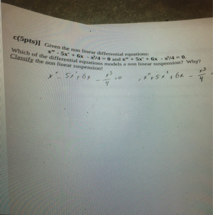 Solved c(5pts)l Given the non non linear differential | Chegg.com