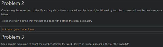 Solved Problem 2 Create a regular expression to identify a | Chegg.com