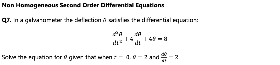 Solved Non Homogeneous Second Order Differential Equations | Chegg.com
