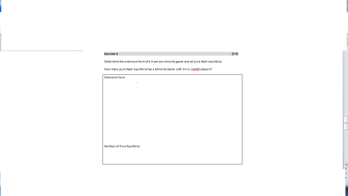Determine the extensive form of a 3-person minority | Chegg.com