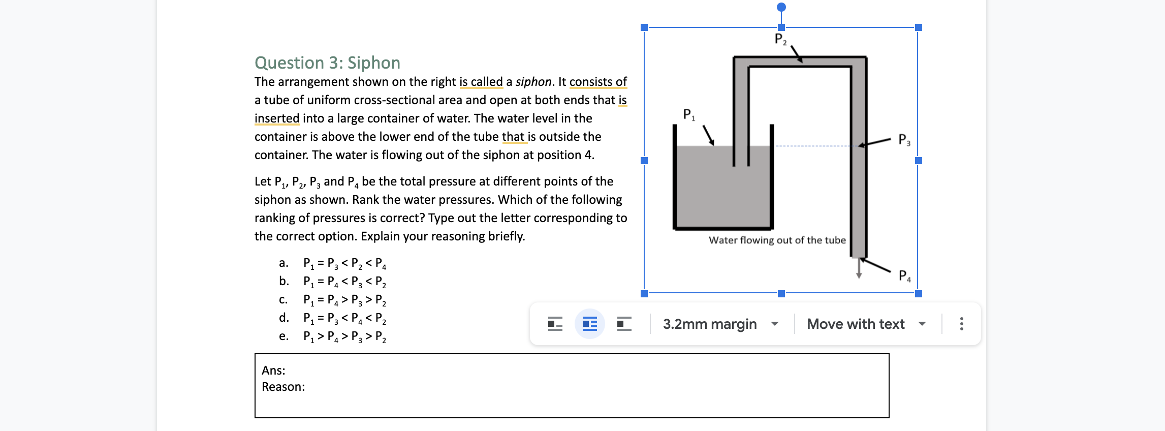 Solved P2 Question 3: Siphon The arrangement shown on the | Chegg.com
