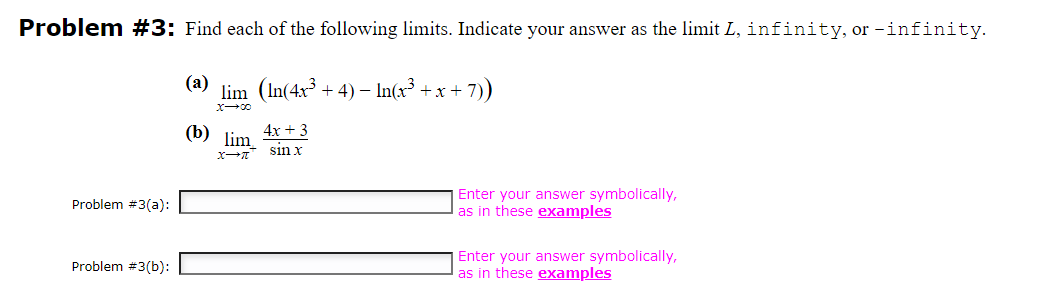 Solved Problem #3: Find each of the following limits. | Chegg.com