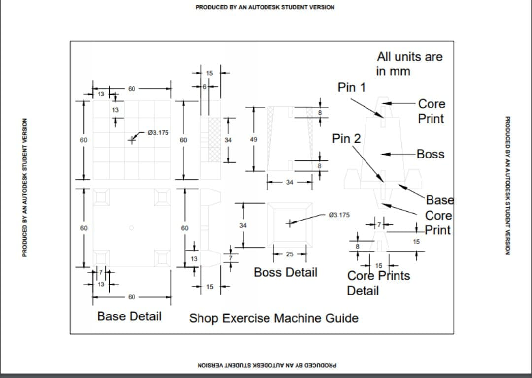 Solved THREE PIECE PATTERN (MACHINE GUIDE) a) isometric | Chegg.com
