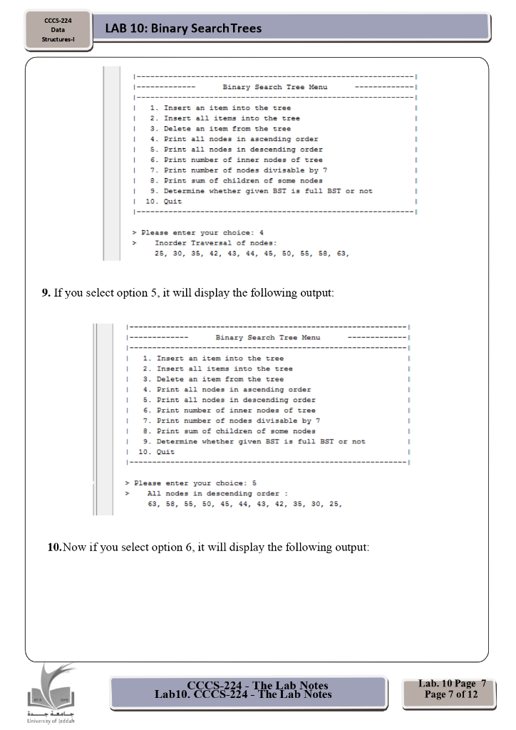 CCCS-224 Data Structures-1 LAB 10: Binary Search | Chegg.com
