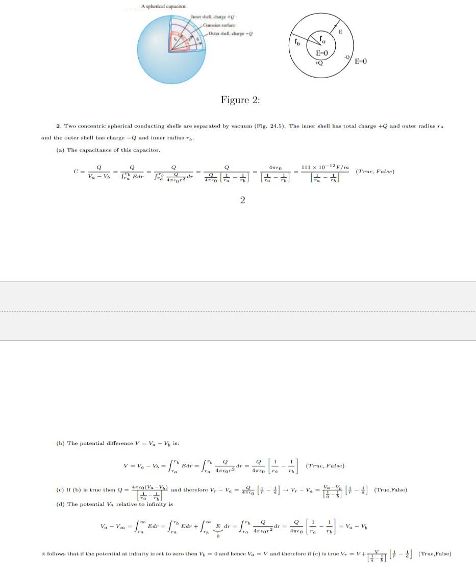 Solved Figure 2: 2. Two concentric spherical conducting | Chegg.com