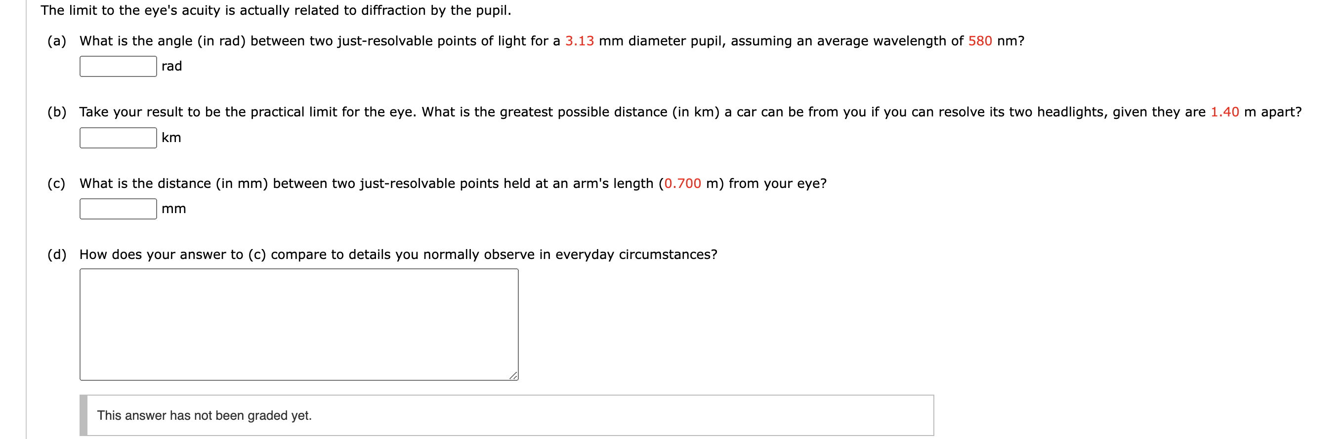 Solved The Limit To The Eyes Acuity Is Actually Related To