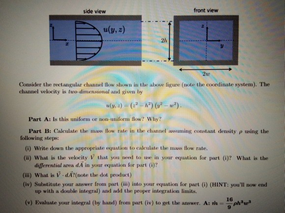 Solved side view front view u(y, z) Consider the rectangular | Chegg.com