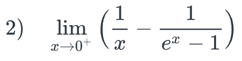 Solved 2) limx→0+(x1−ex−11) | Chegg.com