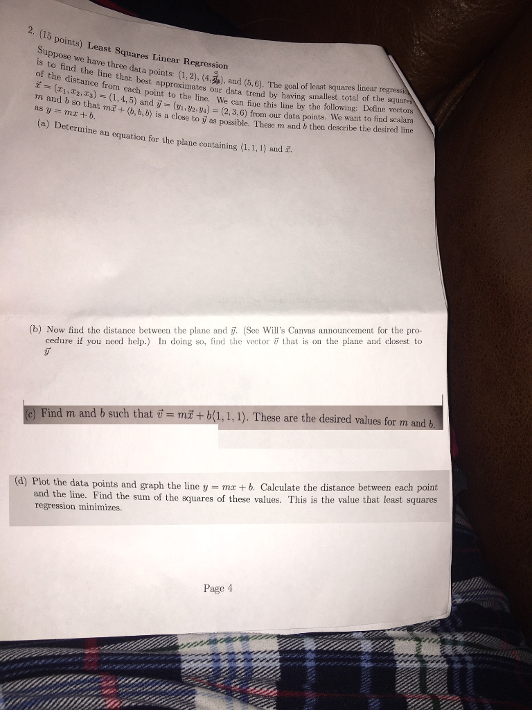 Solved (15 points) Least Squares Linear Regression is to | Chegg.com
