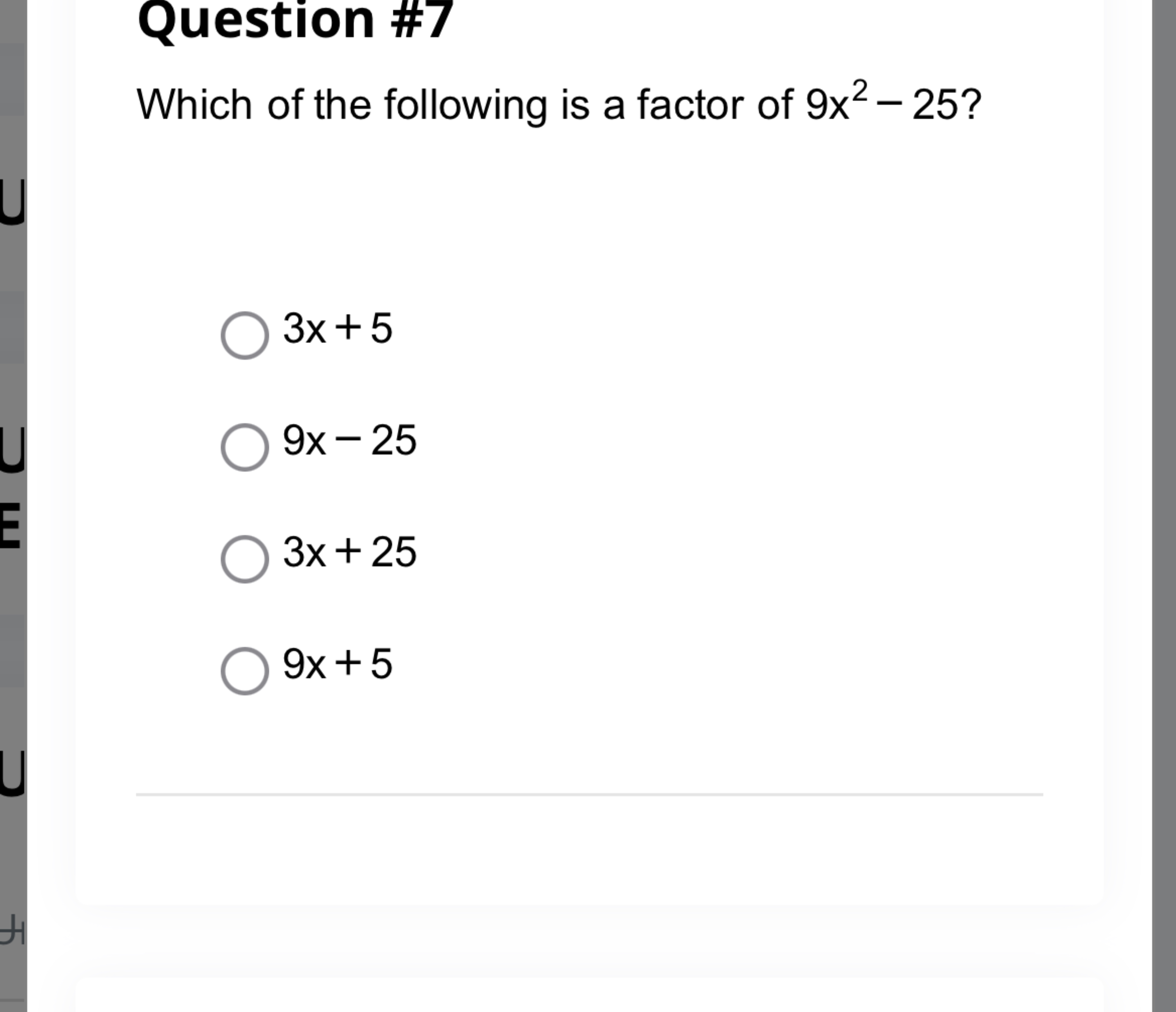 Solved Question #7Which of the following is a factor of | Chegg.com