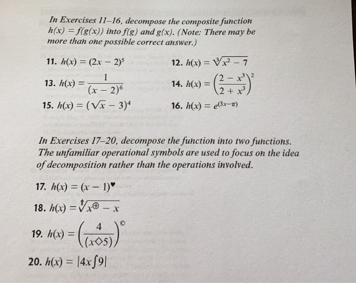 Solved In Exercises 11 16 Decompose The Composite Function