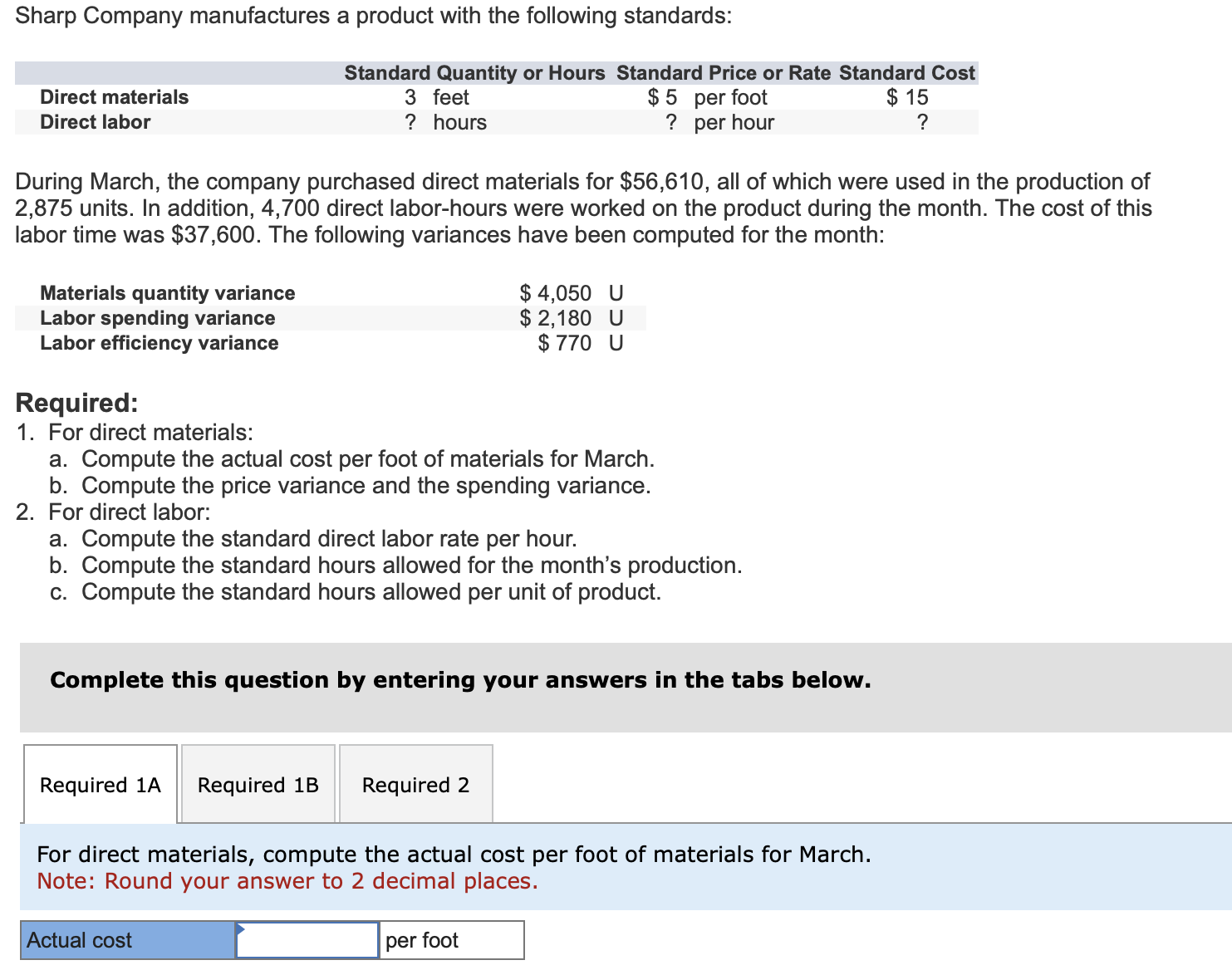 Solved Sharp Company manufactures a product with the | Chegg.com