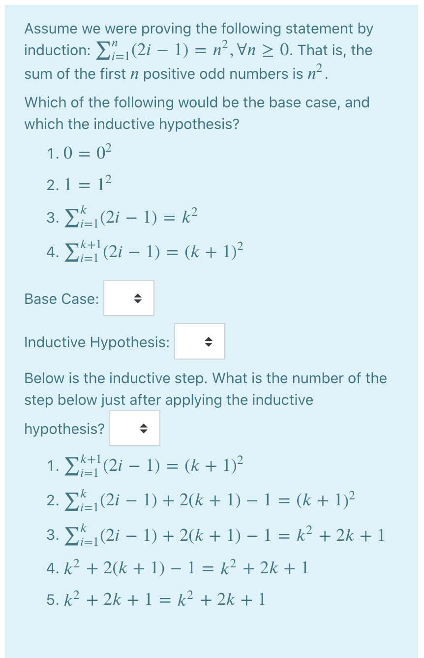 Solved a. Which of the following would be the base case, and | Chegg.com