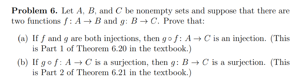 Solved Problem 6. Let A, B, and C be nonempty sets and | Chegg.com