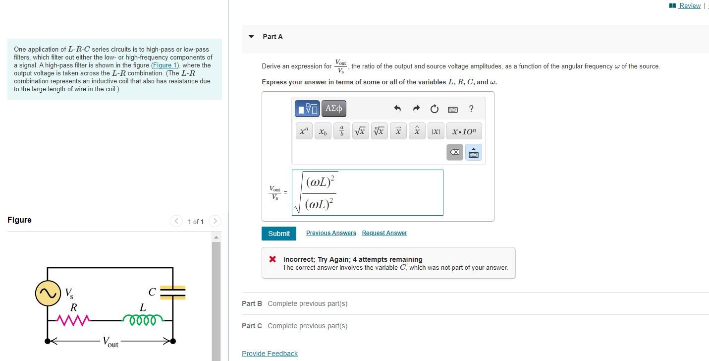 Solved One application of L−R−C series circuits is to | Chegg.com