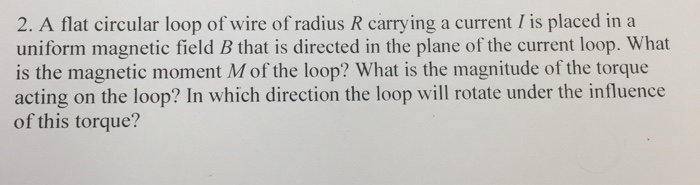 Solved A flat circular loop of wire of radius R carrying a | Chegg.com