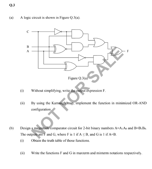 Q.3 (a) A logic circuit is shown in Figure Q.3(a). 5 | Chegg.com