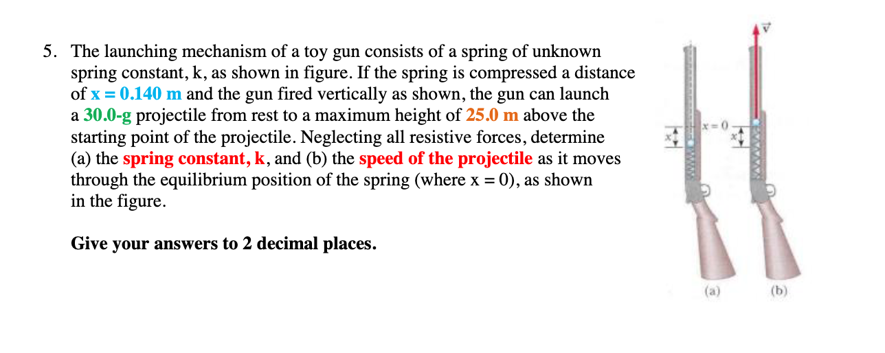 Solved 5. The launching mechanism of a toy gun consists of a | Chegg.com