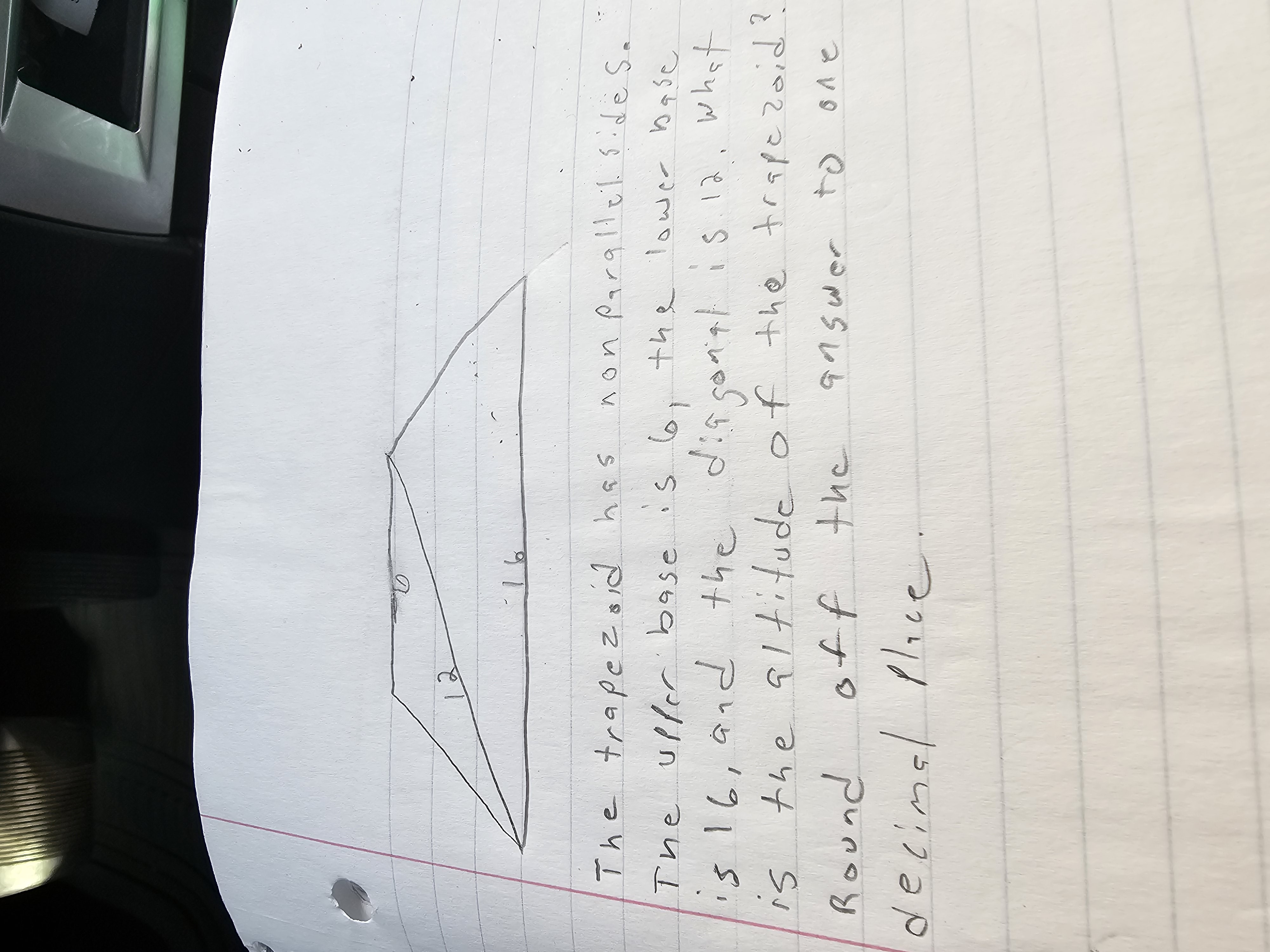 Solved The trapezoid has non parallel sides.The uffer base | Chegg.com