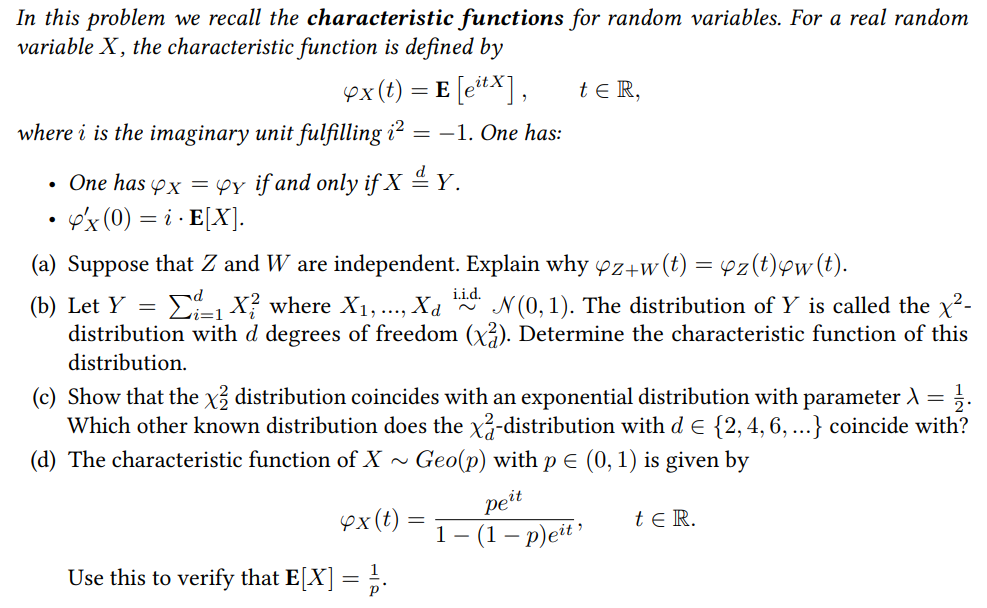 In This Problem We Recall The Characteristic
