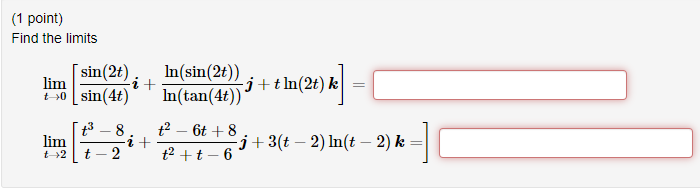 Solved (1 point) Find the limits | Chegg.com