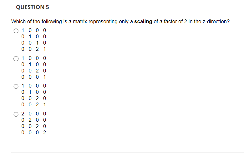 Solved Which of the following is a matrix representing only | Chegg.com