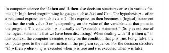 Solved In computer science the if-then and if-then-else | Chegg.com