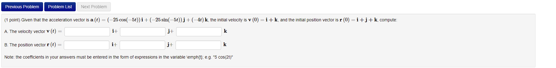 Solved Previous Problem Problem List Next Problem (1 point) | Chegg.com