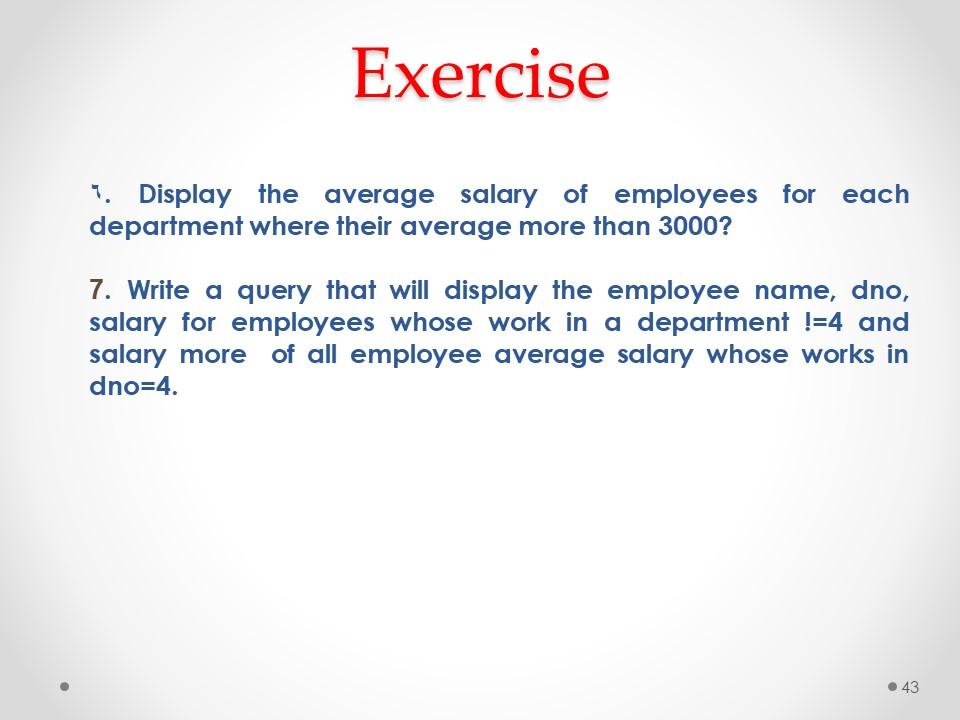 Solved Exercise 1. Create a data base (company) 2. Create | Chegg.com