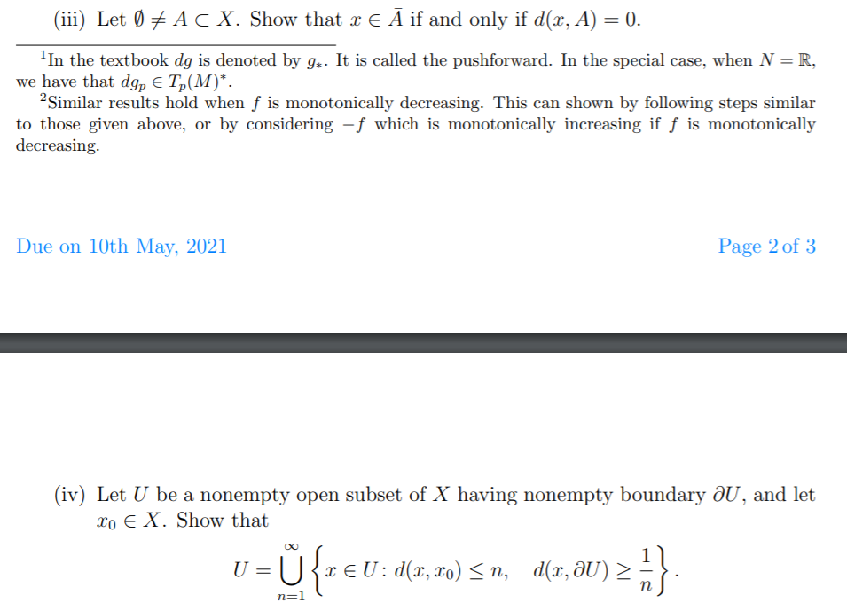 Solved 5. Let (X, d) be a metric space, and let f: (X, d) + | Chegg.com Solved 5. Let (X, d) be a metric space, and let f: (X, d) + | Chegg.com