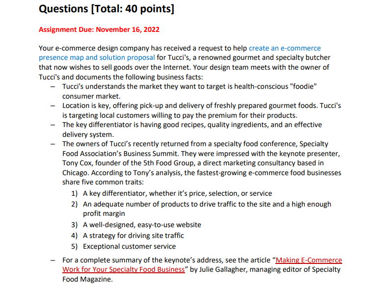 Solved Assignment Due: November 16, 2022 Your e-commerce | Chegg.com