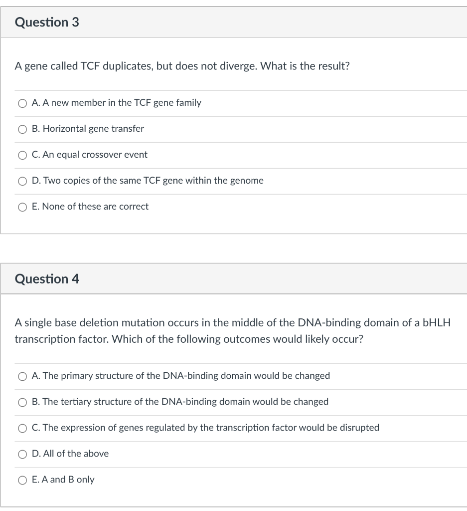 Solved Question 3 A gene called TCF duplicates, but does not | Chegg.com