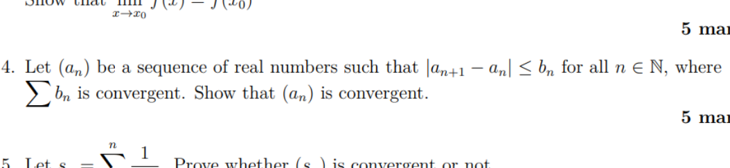 Solved 120 5 mal 4. Let (an) be a sequence of real numbers | Chegg.com