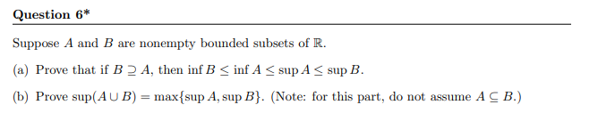 Solved Suppose A and B are nonempty bounded subsets of R. | Chegg.com