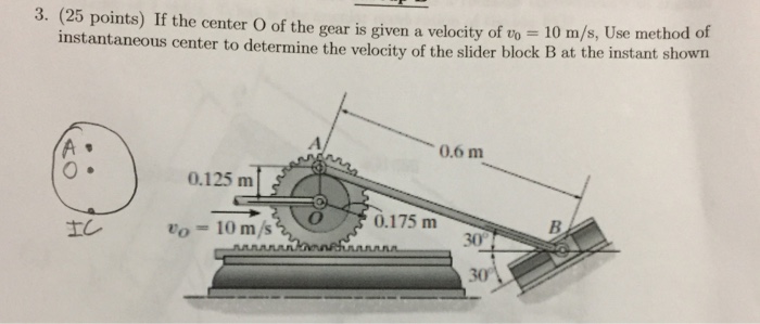 Solved If The Center O Of The Gear Is Given A Velocity Of