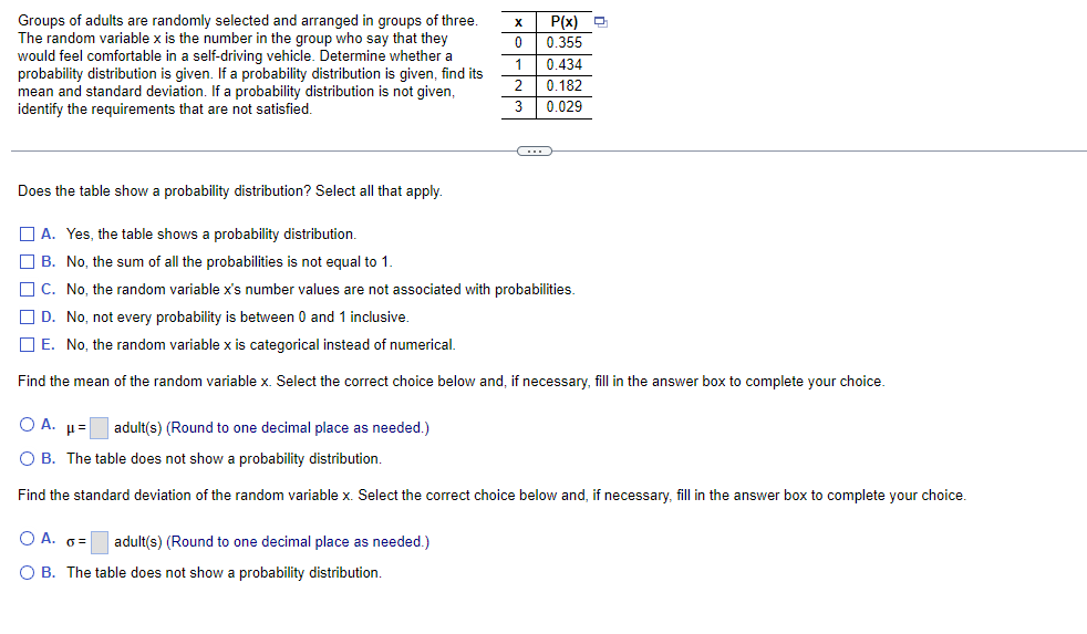 Solved Does the table show a probability distribution? | Chegg.com